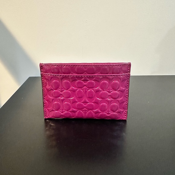 Coach | Accessories | Coach Embossed Liquid Gloss Card Case Pink | Poshmark